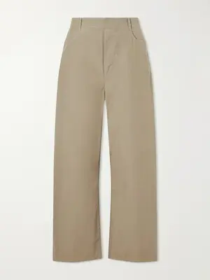 LESET Kyoto Cotton-poplin Wide-leg Pants - Green