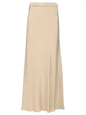 Max Mara Long Silk Skirt With Embroidered Logo - Cream