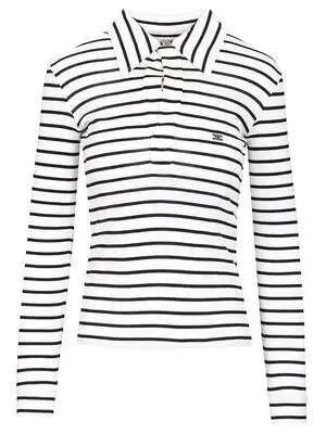 CELINE CELINE Striped Silk Jersey Polo Shirt