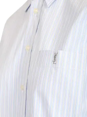 Saint Laurent Cassandre Striped Cotton Poplin Shirt