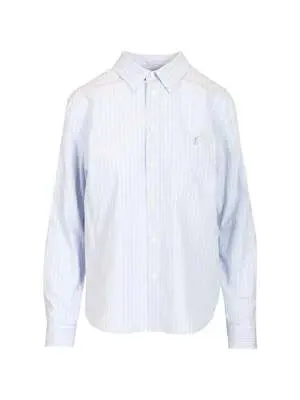 Saint Laurent Cassandre Striped Cotton Poplin Shirt