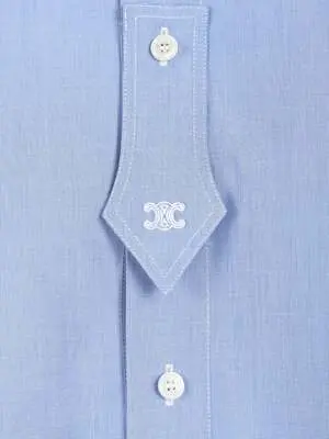 Celine Cotton Poplin Shirt With Embroidered Triomphe Motif