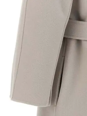 Max Mara Esturia' Wool Coat With Belt - Cream