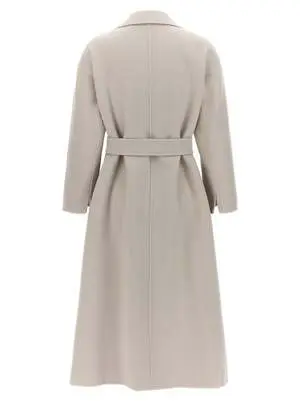 Max Mara Esturia' Wool Coat With Belt - Cream