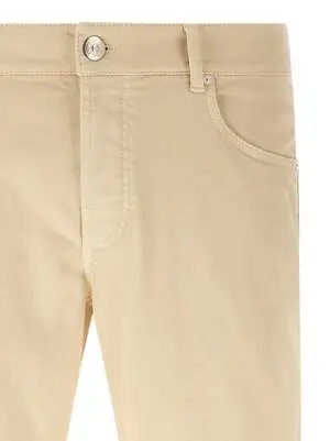 Brunello Cucinelli Garment-dyed Stretch Cotton Canvas Jeans - Cream