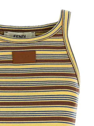 Fendi Striped Ribbed Knit Tank Top - Multicolor