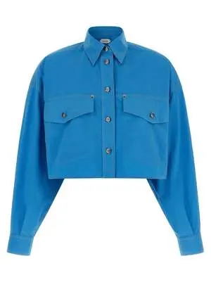 Versace Medusa Button Cropped Shirt - Blue