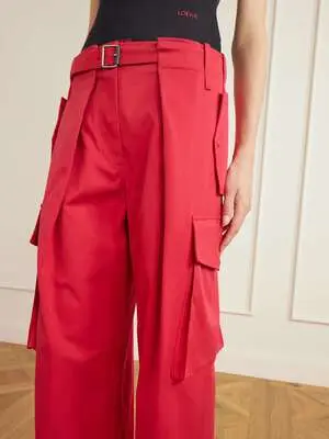Loewe Belted Cotton And Silk-blend Gabardine Cargo Pants