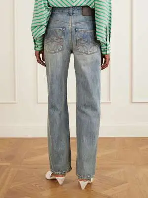 Loewe Anagram-embroidered Mid-rise Wide-leg Jeans
