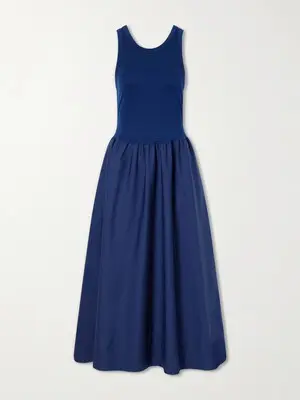 Polo Ralph Lauren Sleeveless Ponte And Poplin Midi Dress - Blue