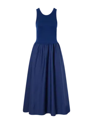 Polo Ralph Lauren Sleeveless Ponte And Poplin Midi Dress - Blue