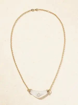 L’ATELIER NAWBAR 18k Gold Diamond And Mother-of-pearl Necklace - Red