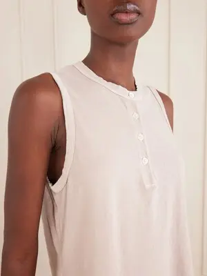 JAMES PERSE Cotton Piqué Tank With Button Placket