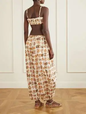 Farm Rio Embellished Printed Cropped Top
