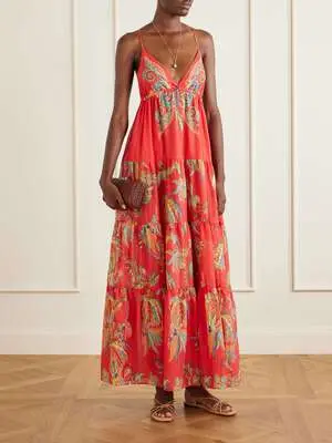 Etro Ruffled Printed Cotton Maxi Dress