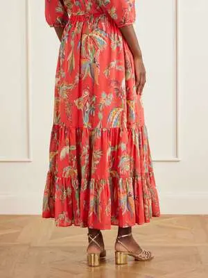 Etro Tiered Printed Cotton Maxi Skirt
