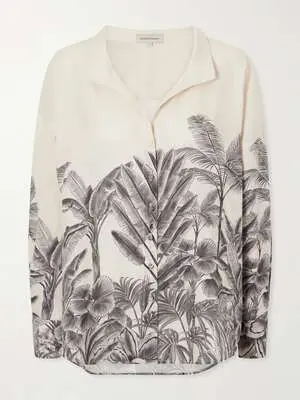ANDRES OTALORA Cielos Lejanos Printed Linen Shirt - Ecru