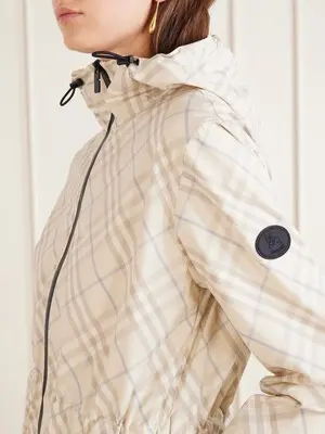 Burberry Checked Shell Jacket With Drawstring Waist