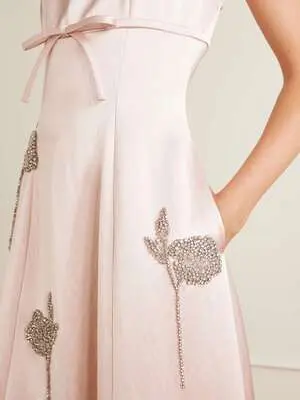 Erdem Embroidered Satin Midi Dress