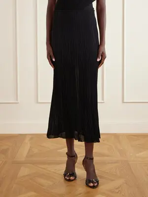 Balmain Plissé-crepe Midi Skirt
