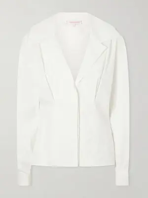 Carolina Herrera Balloon Sleeve Cotton-blend Blouse - White
