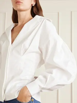 Carolina Herrera Balloon Sleeve Cotton-blend Blouse