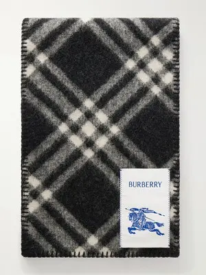 Burberry Checked Wool Scarf - Black