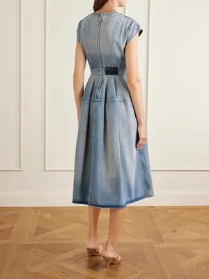 Erdem Floral Appliqué Denim Midi Dress