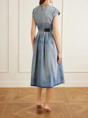 Erdem Floral-appliquéd Denim Midi Dress