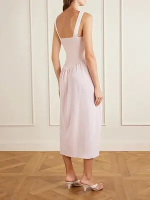 Altuzarra Lollie Ribbed And Woven Midi Dress - Pink