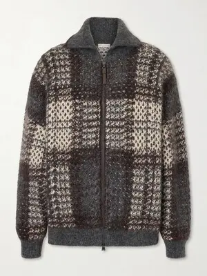 Brunello Cucinelli Sequin-embellished Checked Woven Jacket - Gray