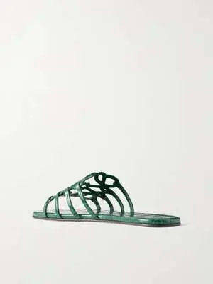 Loewe Petal Anagram Croc-effect Leather Slides