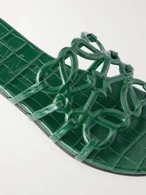 Loewe Petal Anagram Croc-effect Leather Slides