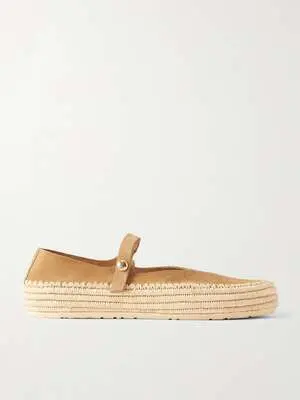 Loewe Suede Mary Jane Espadrilles - Tan