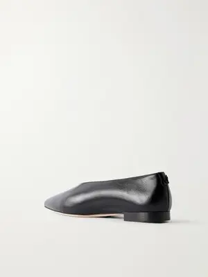 JIMMY CHOO Margot Pointed Toe Leather Ballet Flats - Black
