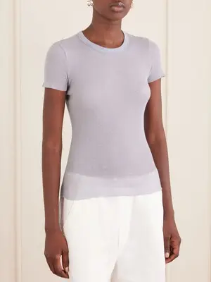 JAMES PERSE Ribbed Cotton And Cashmere-blend T-shirt - Gray