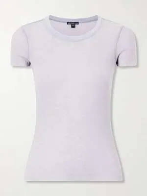 JAMES PERSE Ribbed Cotton And Cashmere-blend T-shirt - Light Gray