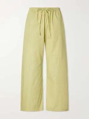 LESET Yoshi Striped Cotton And Lyocell-blend Wide-leg Pants - Yellow