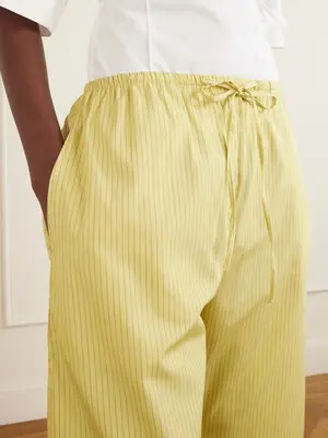 LESET Yoshi Striped Cotton And Lyocell-blend Wide-leg Pants - Yellow