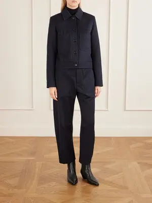 NILI LOTAN Shon" Wool-gabardine Straight-leg Pants - Blue