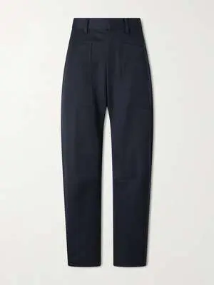 NILI LOTAN Shon Wool-gabardine Straight-leg Pants - Navy
