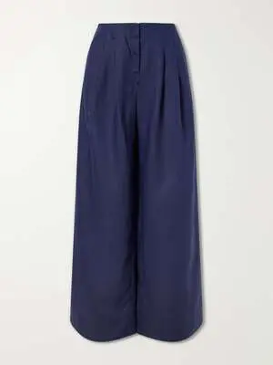 ANDRES OTALORA Ancestra Linen Wide-leg Pants - Navy