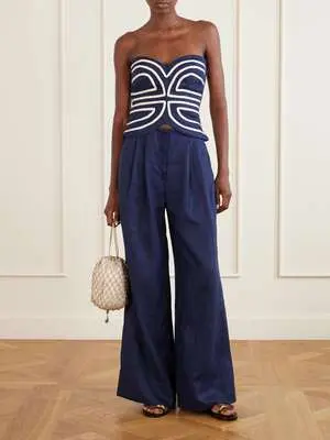 ANDRES OTALORA Ancestra Linen Wide-leg Pants - Navy