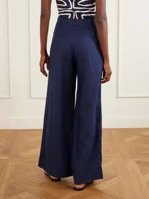 ANDRES OTALORA Ancestra Linen Wide-leg Pants - Navy