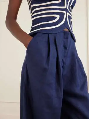 ANDRES OTALORA Ancestra Linen Wide-leg Pants - Navy