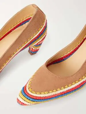 Gabriela Hearst Peggy 50 Crocheted Suede Pumps