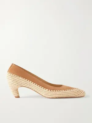 Gabriela Hearst Peggy Crocheted Suede Pumps - Neutrals
