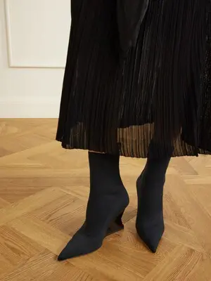 Balmain Sculptural Wedge Ankle Boots - Black
