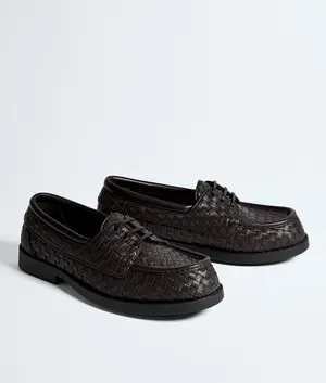 Bottega Veneta Woven Leather Boat Shoes