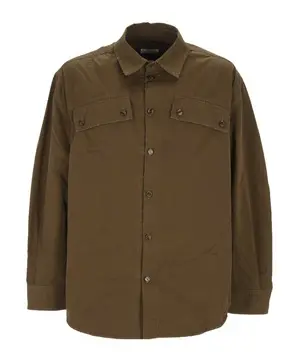 Off-White Logo-print Flap-pocket Shirt - Brown